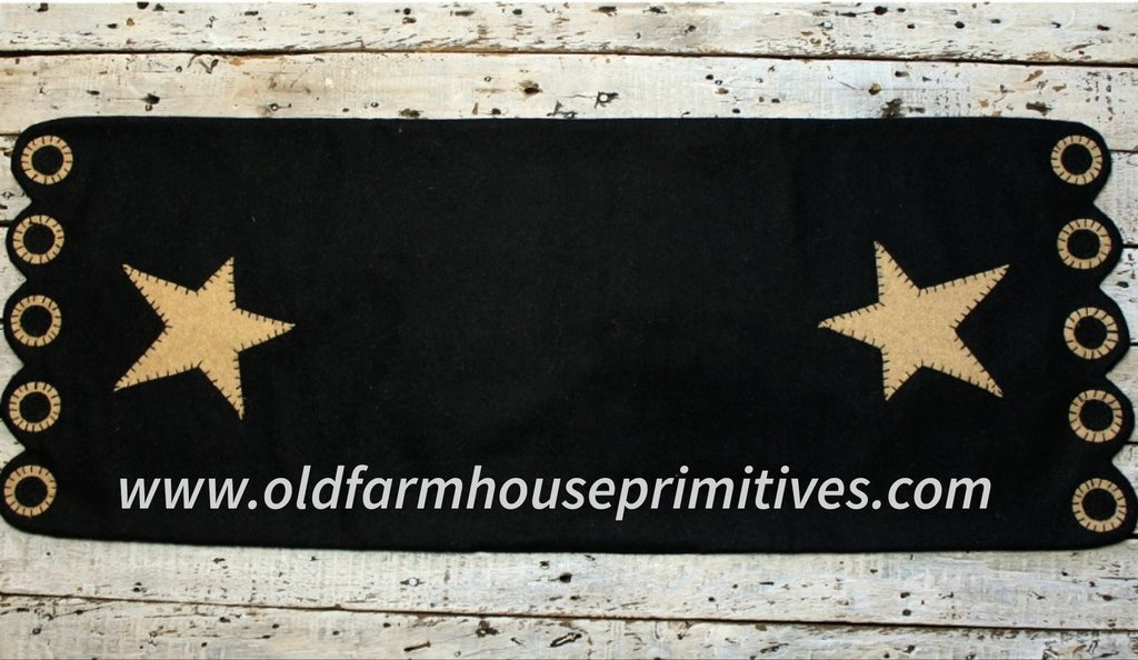 #TR57 Star Black & Tan Table Runner – Old Farmhouse Primitives