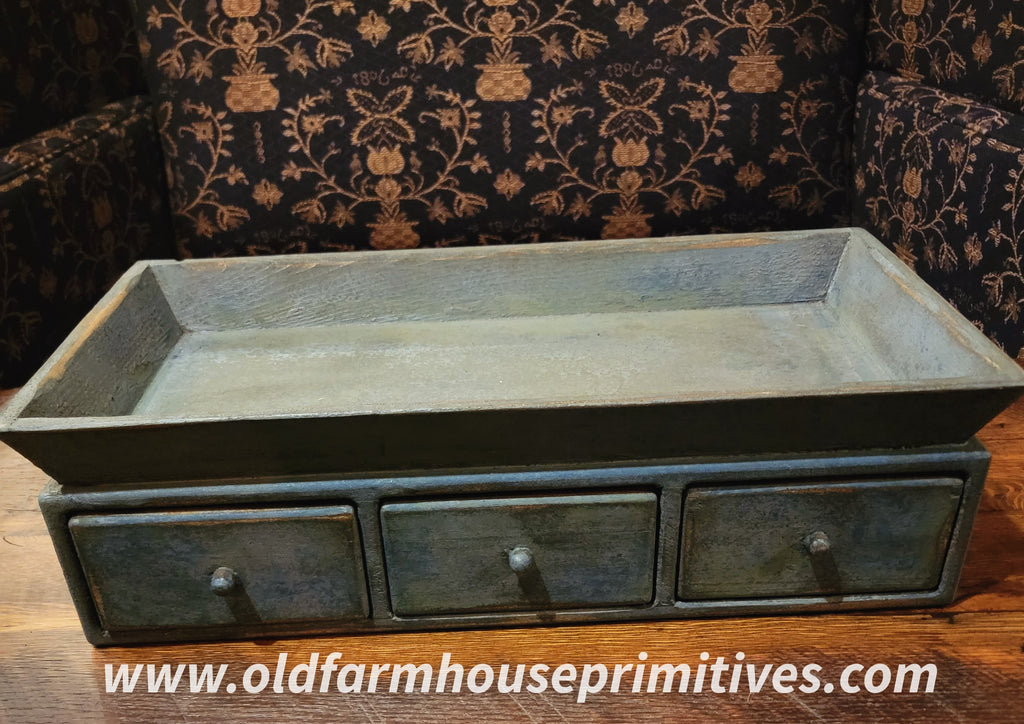#BPPT-BLU Old Blue 3 Drawer "Push Thru Trencher" – Old Farmhouse Primitives
