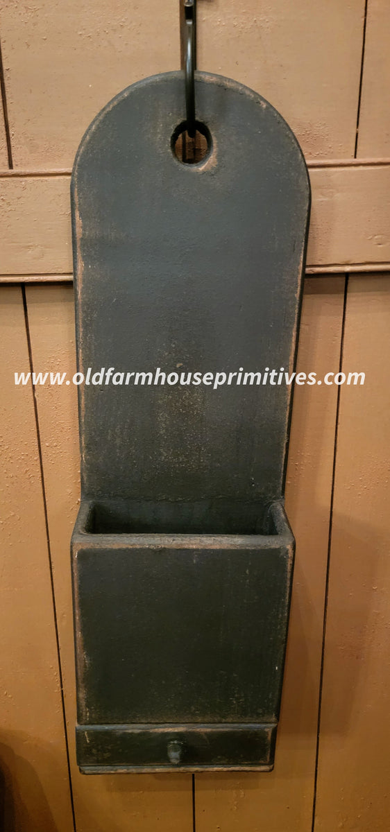 #BW42-DB Distressed Black Door Box With Drawer – Old Farmhouse Primitives