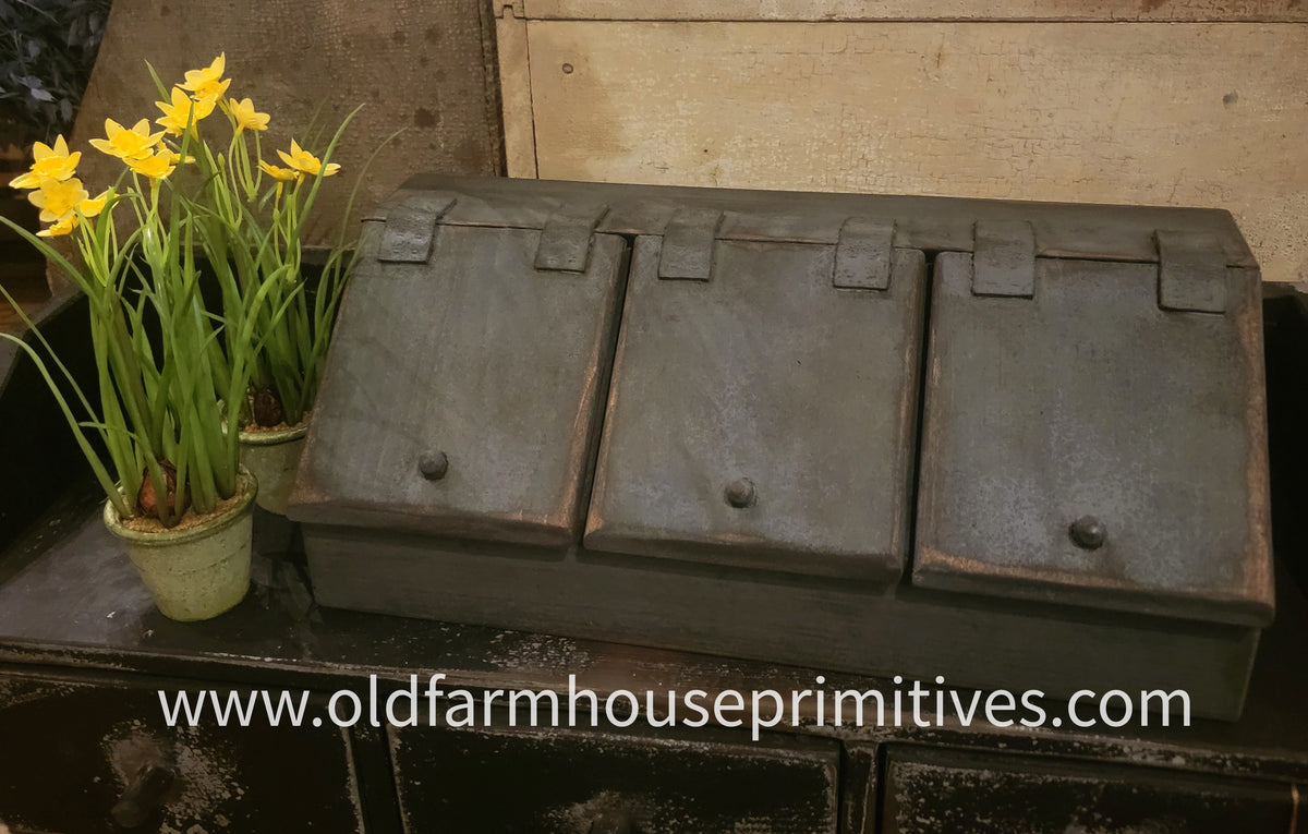 #BW3BC-BL Primitive "Olde Blue" 3 Bin Cubby MADE IN USA – Old Farmhouse ...