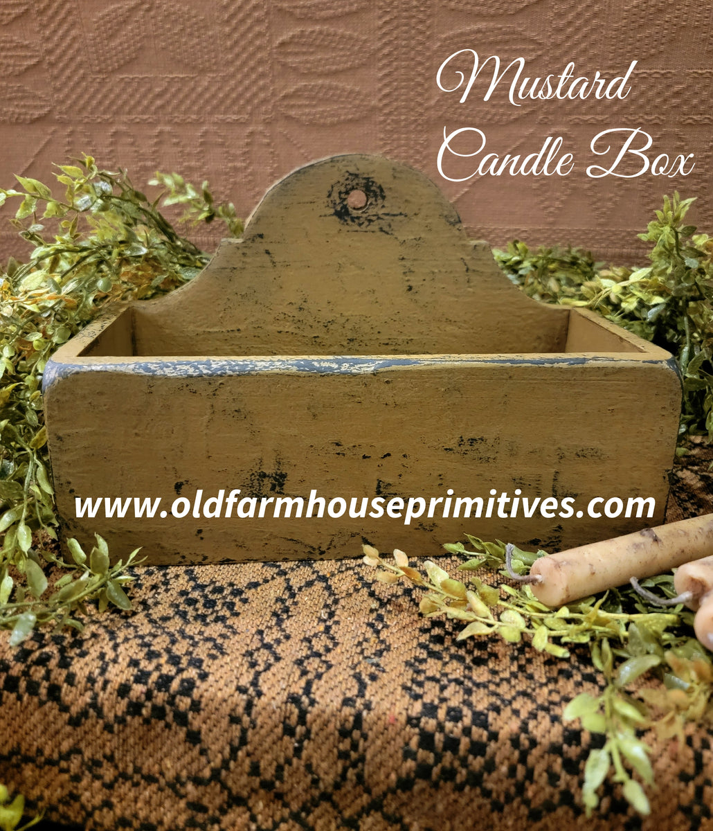 #WHSCB-MS Small Mustard Candle Box – Old Farmhouse Primitives