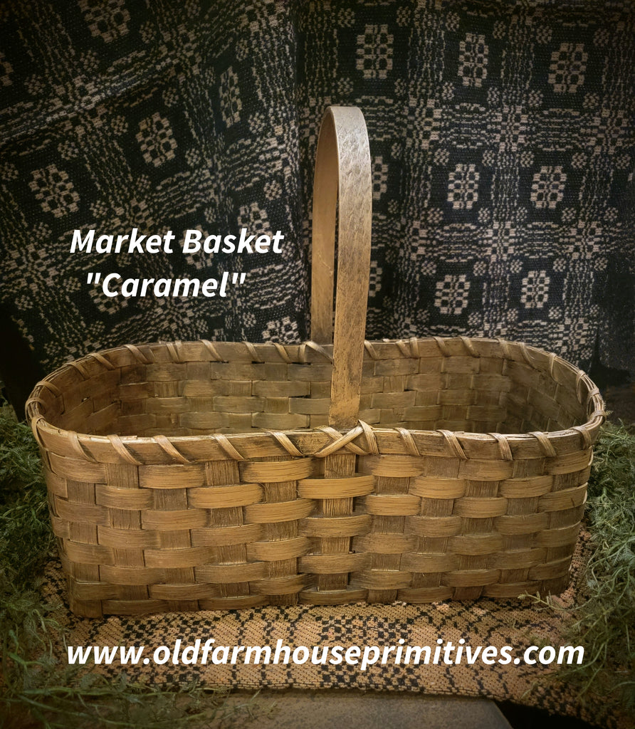 #WGMKT-MC Primitive "Caramel" Market Basket – Old Farmhouse Primitives