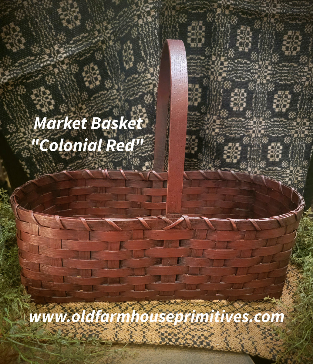 #WGMKT-CR Primitive "Colonial Red" Market Basket – Old Farmhouse Primitives