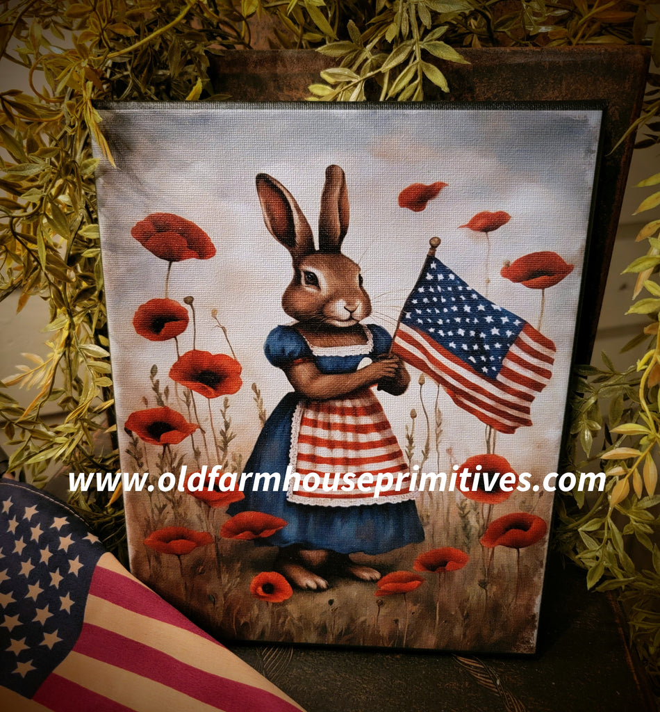 HGC1050 Patriotic "Betsy" Rabbit 8x10 Canvas Print – Old Farmhouse ...