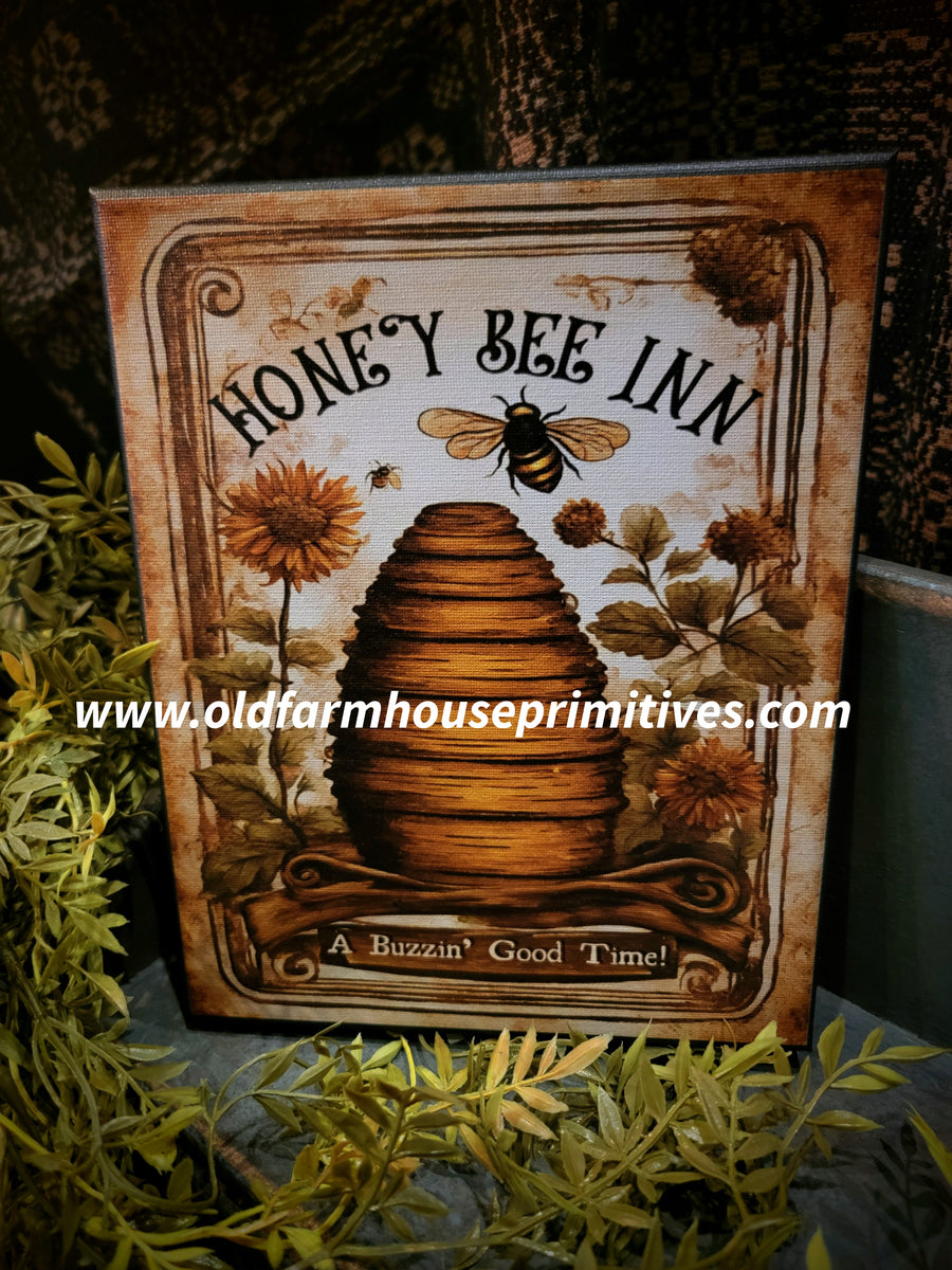 HGC1045 "Honey Bee Inn" 8x10 Canvas Print – Old Farmhouse Primitives
