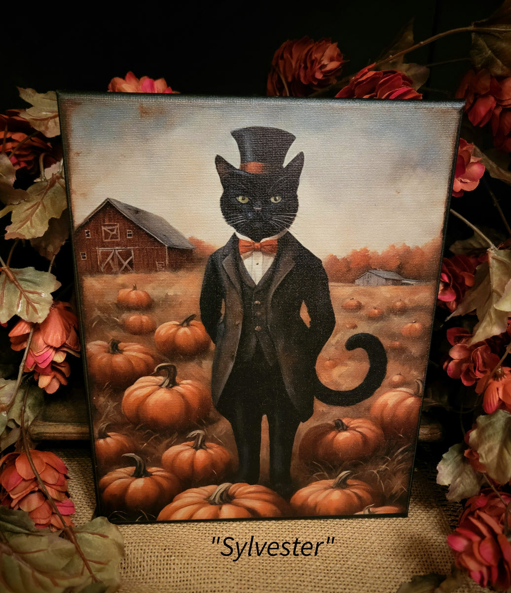 # HGC1062 Harvest Cat "SYLVESTER" 🐈 8x10 Canvas Print – Old Farmhouse ...