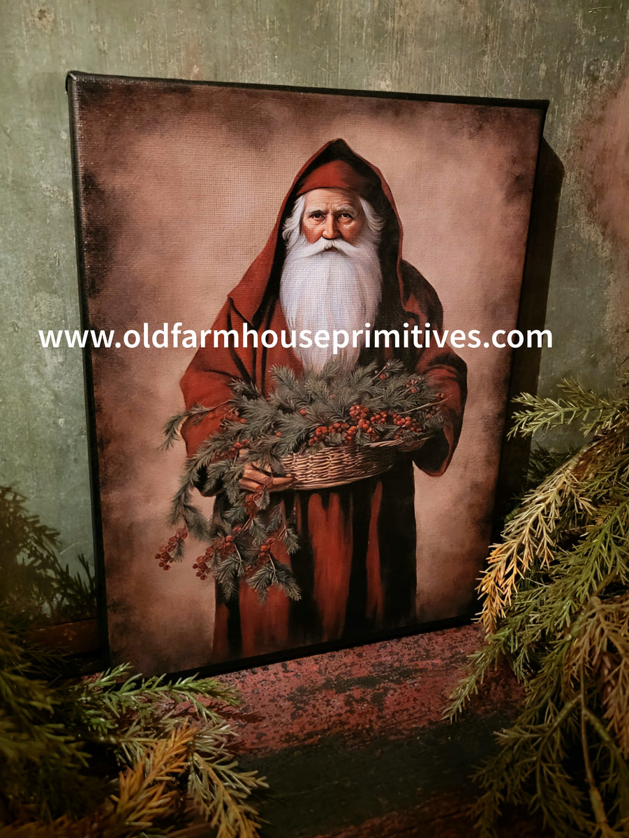 #HGC1071 Primitive "Father Christmas Santa" 8x10 Canvas Print – Old ...