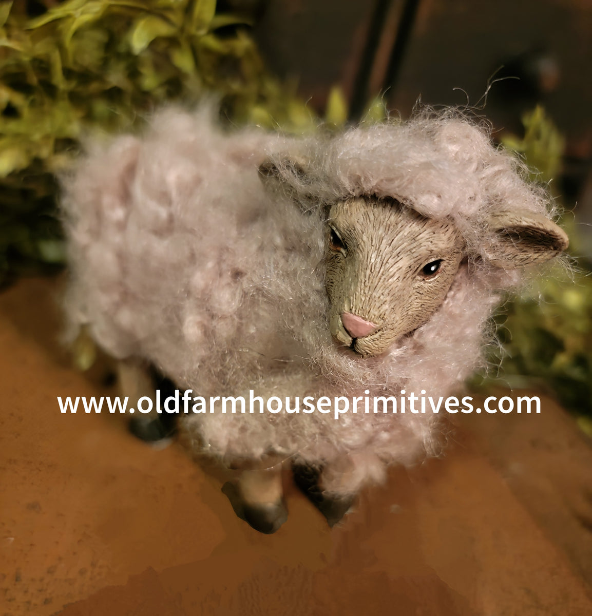 #96964A Primitive Beige "Wooly" Sheep – Old Farmhouse Primitives