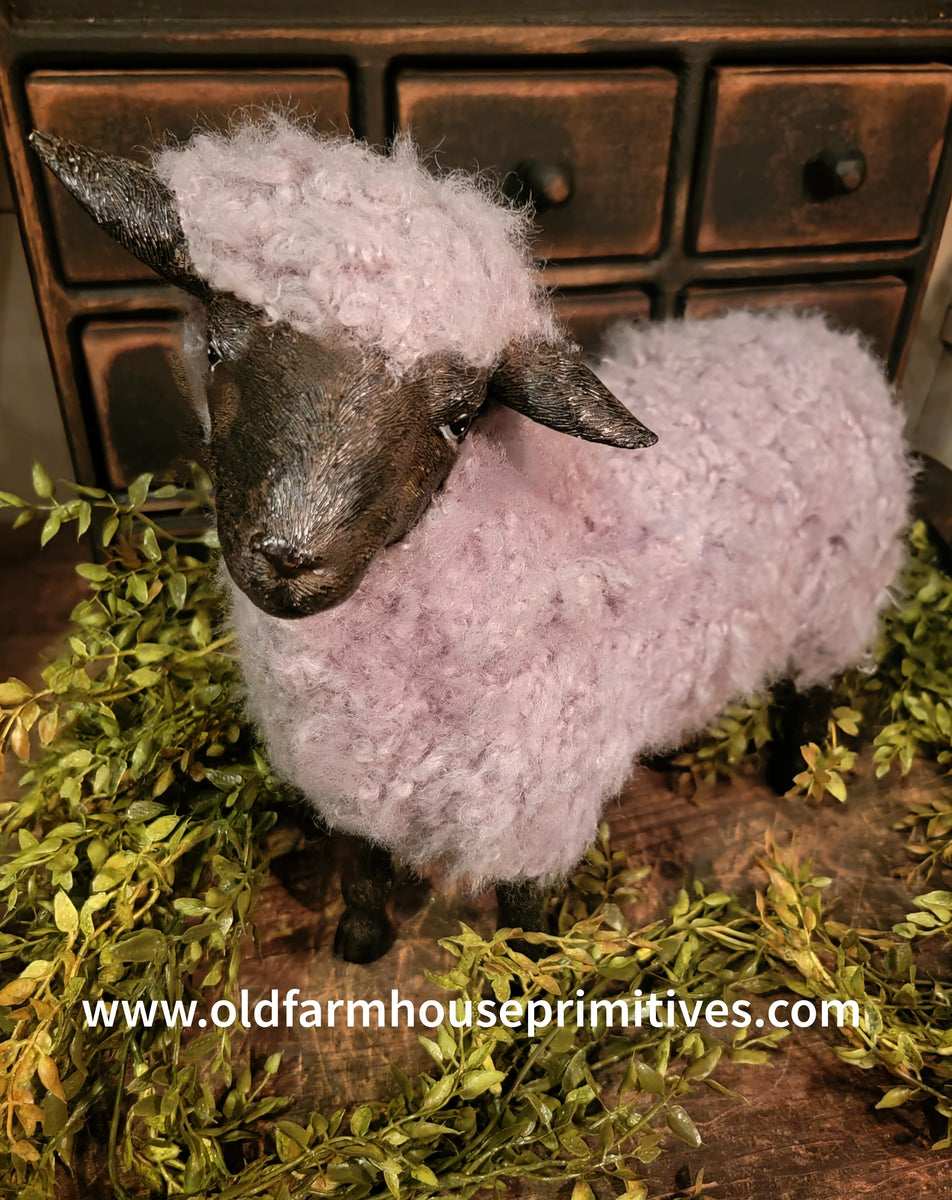 #96965B Primitive Standing Gray "Wooly" Sheep – Old Farmhouse Primitives