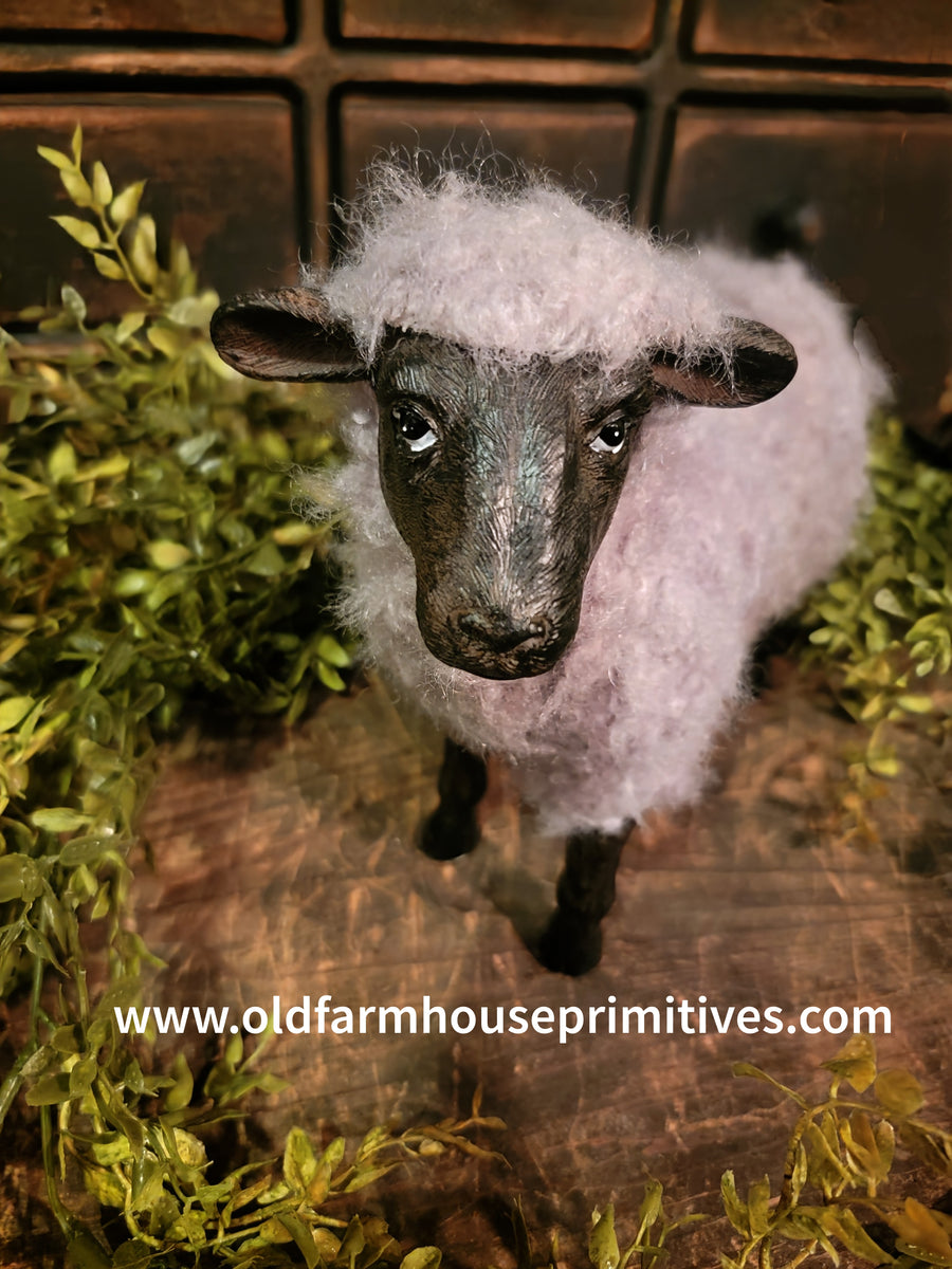 #96966B Primitive Standing "Wooly" Sheep – Old Farmhouse Primitives