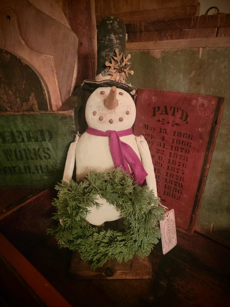 #RCW-4 "SHIVERS" Snowman With Wreath by RUGGED CHIC – Old Farmhouse ...