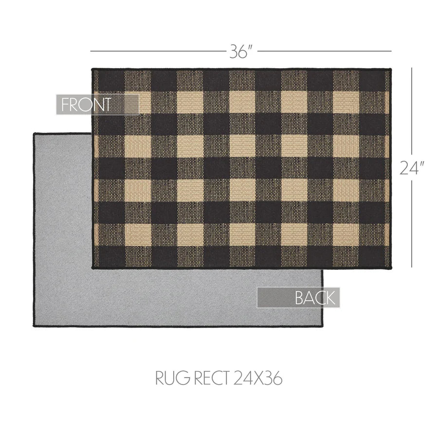 #84760 Black & Tan Tavern Check Polyester Rug - Rectangle 24x36In – Old ...