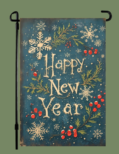 #GF-2570 NEW!! Festive & Fun "Happy New Year" Garden Flag – Old ...