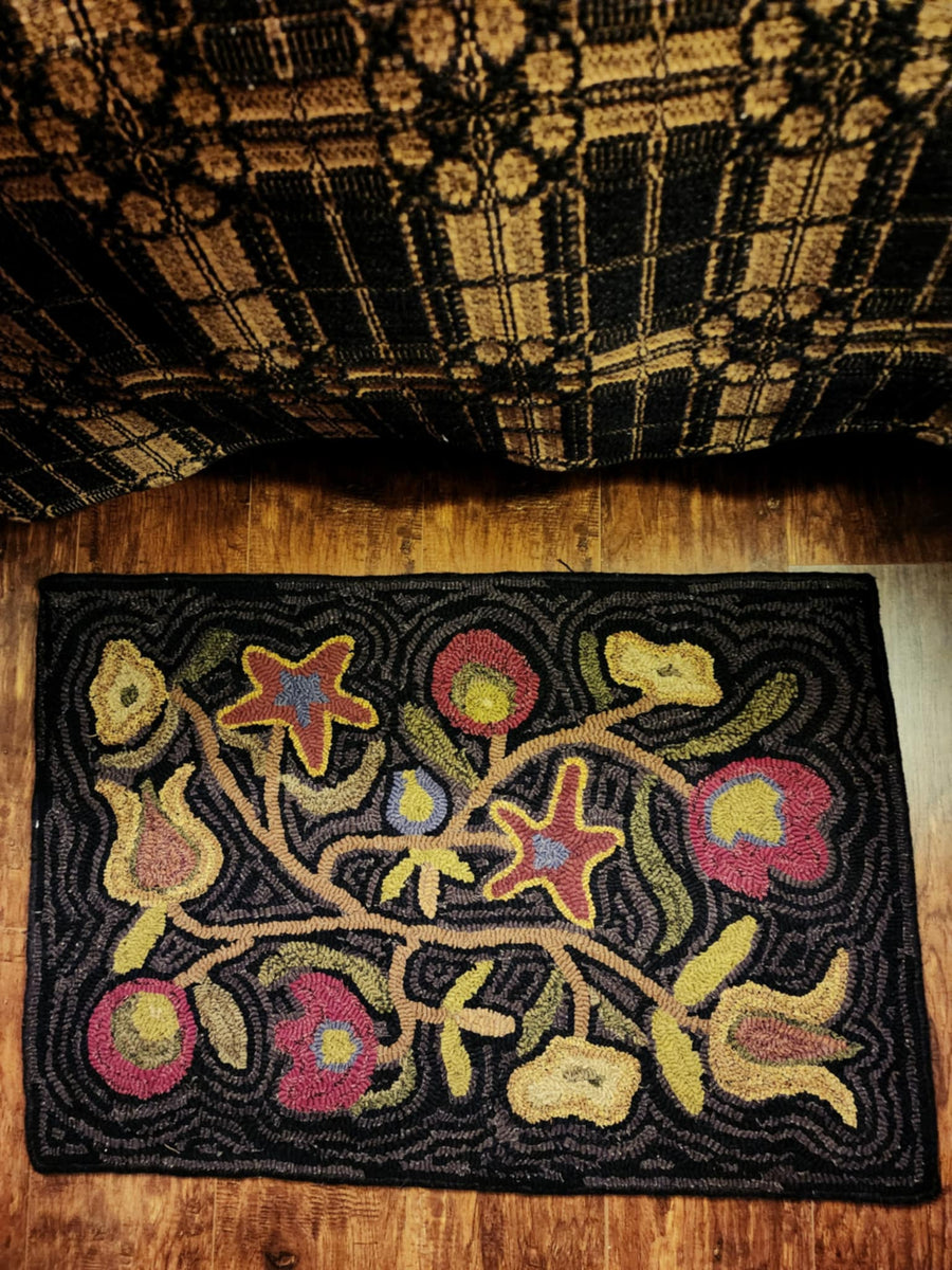 #PCDF19 Primitive "Walk In The Flowers" 🌹 Wool Hooked Rug – Old ...