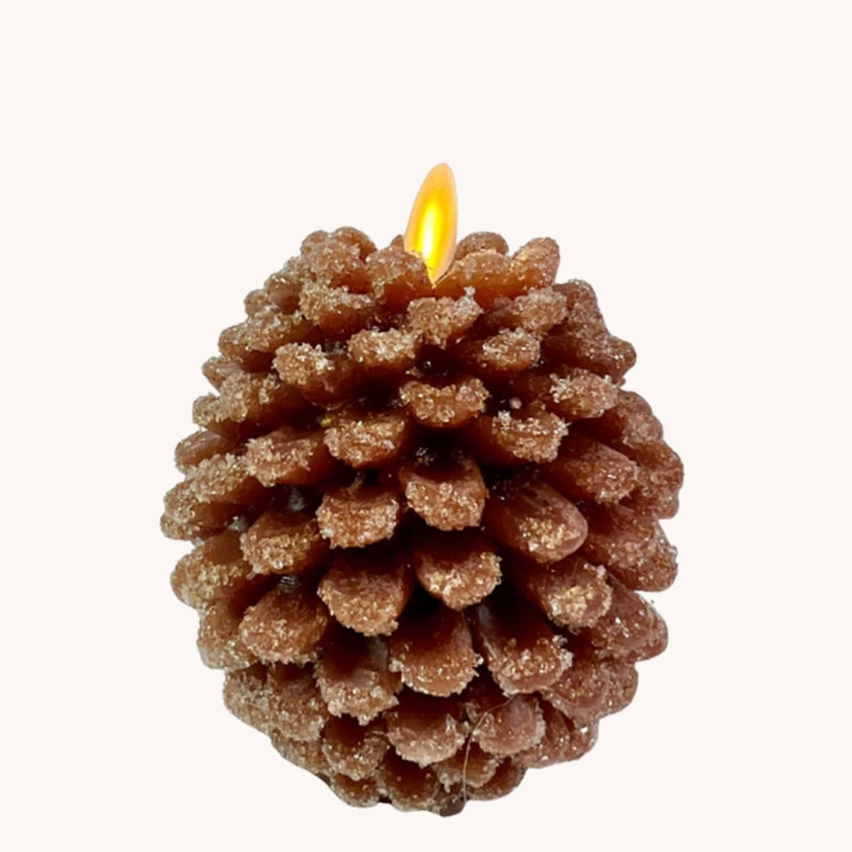 18180A-BR 4.5In Brown Wax Snowy Pinecone Luminara Indoor Candle – Old ...