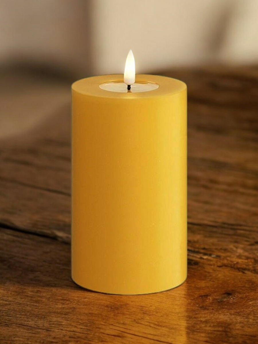 #RF-0450 3x5In Curry LED Candle – Old Farmhouse Primitives