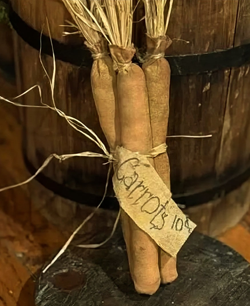 #DAW-CRT Set of 3 Primitive Carrots w/ Fabric Carrot Tag – Old ...