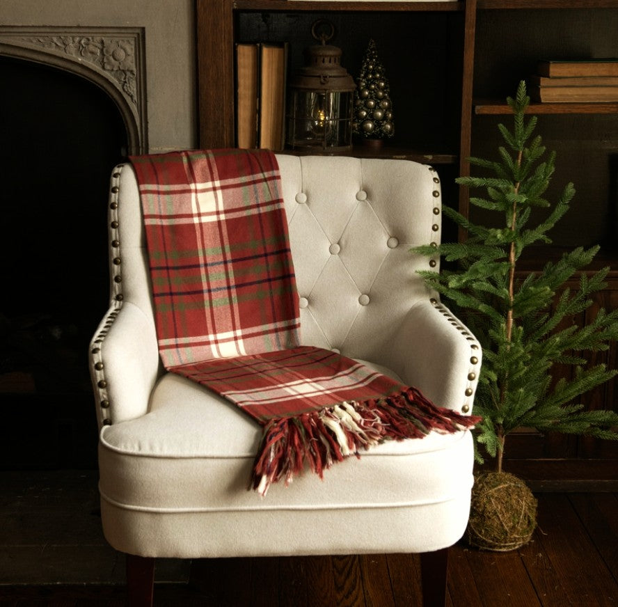 #SS221889 "Red Plaid" Throw Blanket – Old Farmhouse Primitives