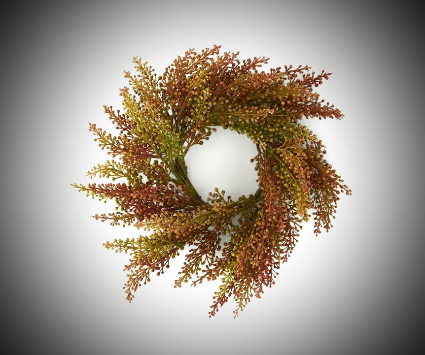 #42144B Wispy 13In Green & Orange Fall Seeded Candle Ring – Old ...