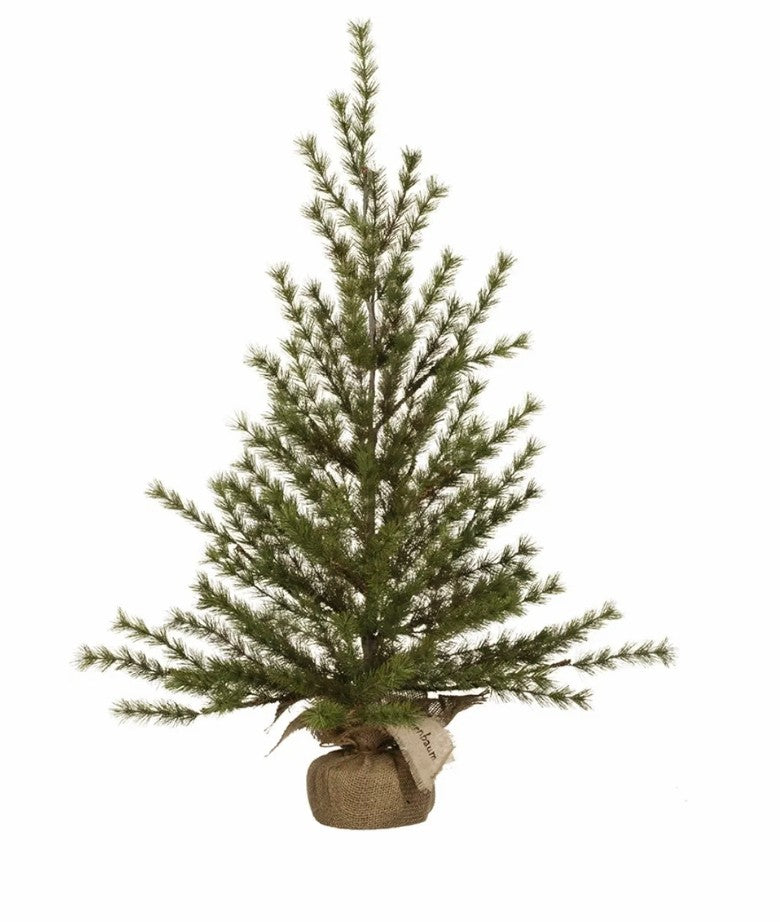 #TR872 Primitive 3Ft Pine Tree w/ Burlap Bottom – Old Farmhouse Primitives