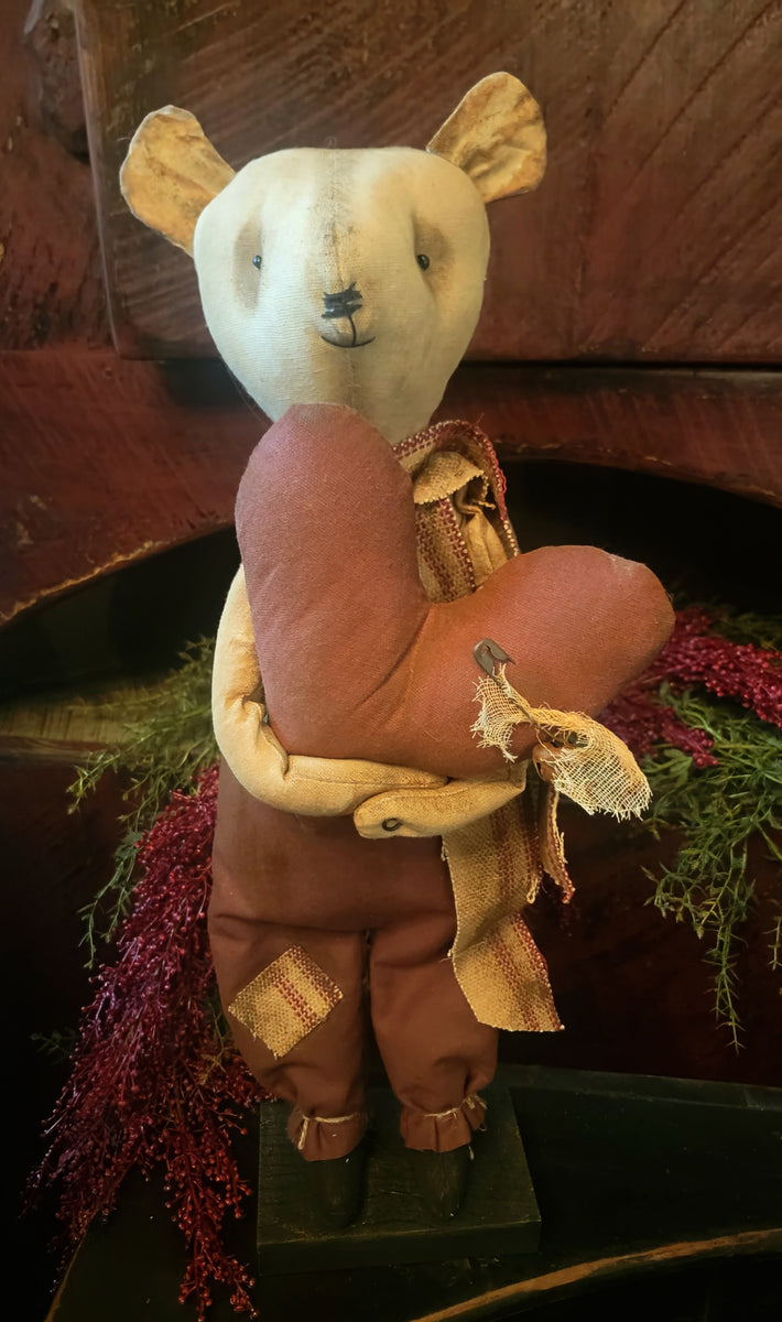 #MINE-D "Be Mine" Bear By Dawn's Attic Treasures – Old Farmhouse Primitives