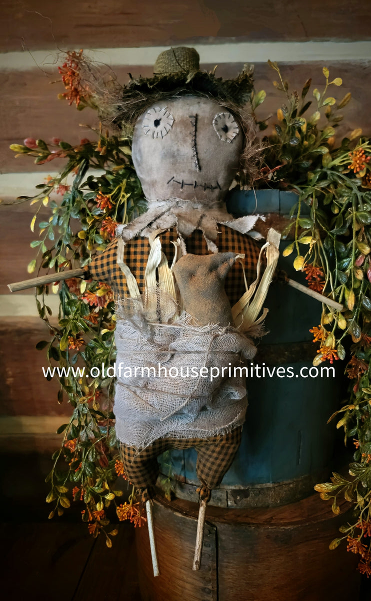 #BYC-SCR Primitive Hanging Scarecrow With Crow MADE IN AMERICA! – Old ...