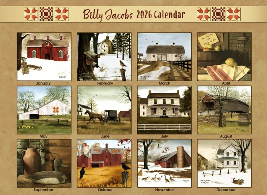 #BJ26 "Billy Jacobs" 2026 Wall Calendar – Old Farmhouse Primitives