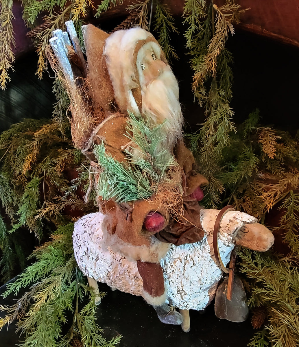 #RDS-S HOLLY SCHMIDT "Santa Riding Sheep With Bell " ONE OF A KIND ...
