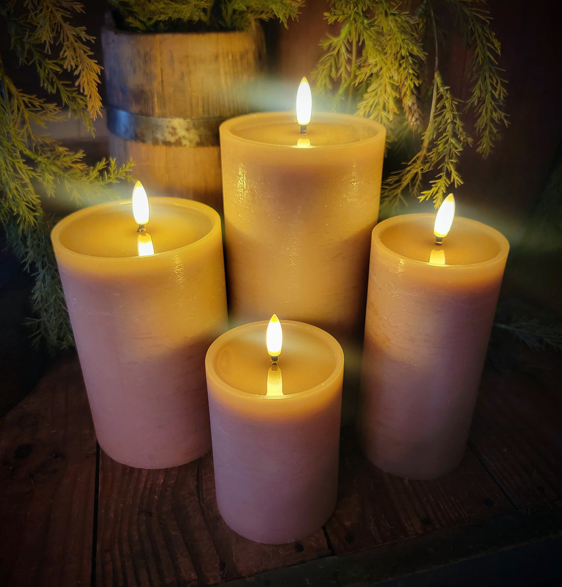 #24PDN Primitive Caramel 8x4" Flameless Realistic Melt Pillar Candle ...