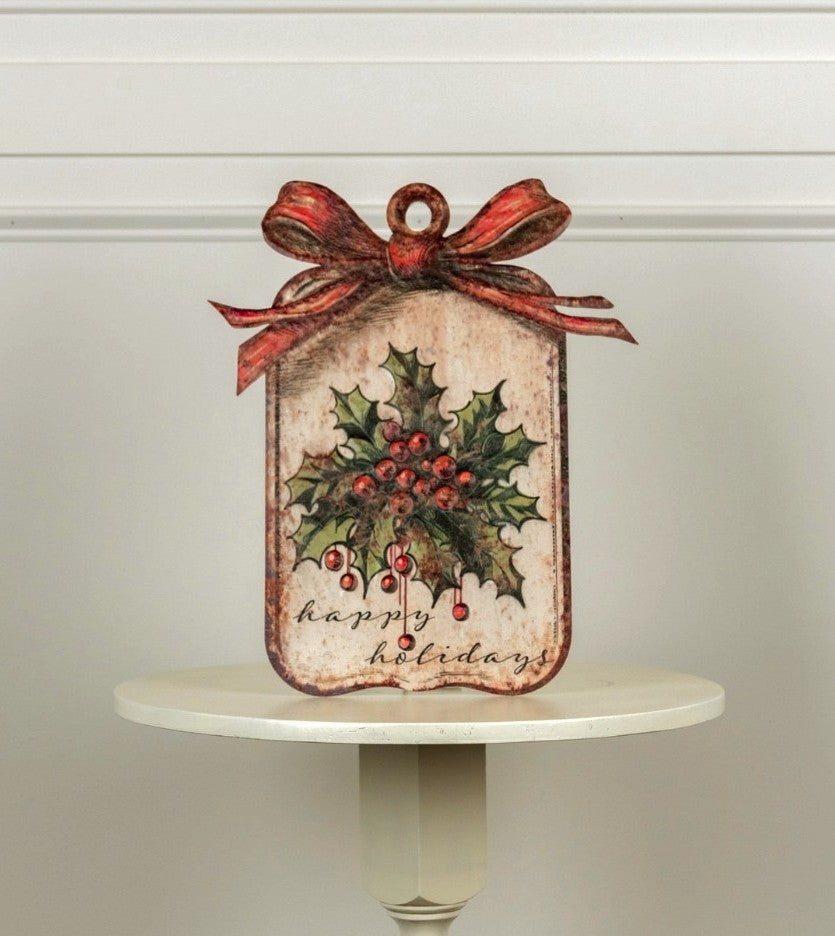 H237629 18In Happy Holidays Metal Dummy Board – Old Farmhouse Primitives