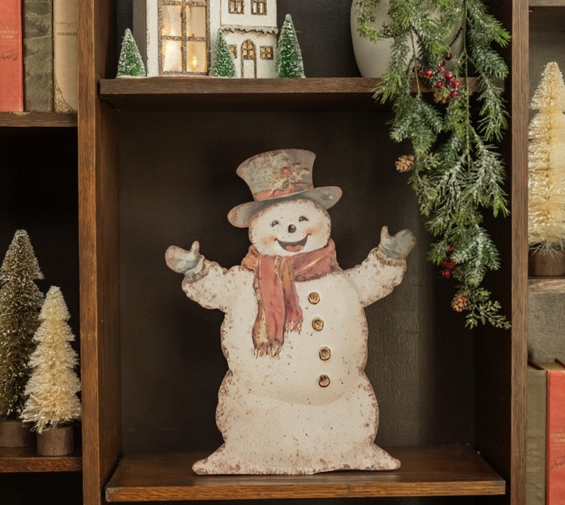 #237621 18In Welcoming Snowman Metal Dummy Board – Old Farmhouse Primitives