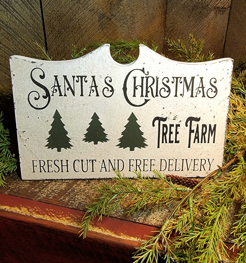 #STF69 Tavern Style "Santa's Tree Farm" Shelf Sitter Sign – Old ...