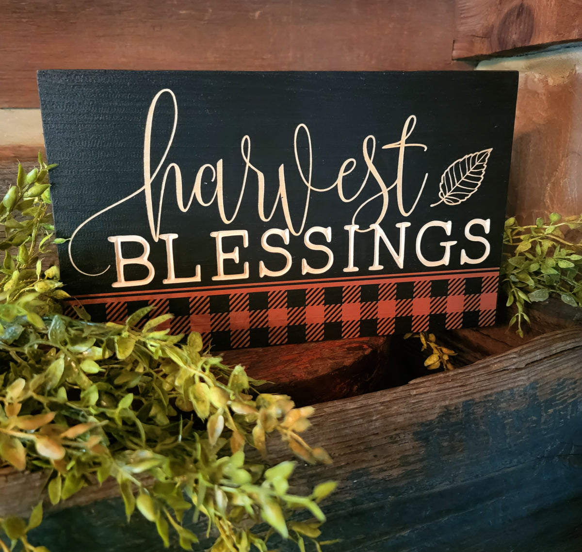 #184451 "Harvest Blessings" Wood Sign – Old Farmhouse Primitives