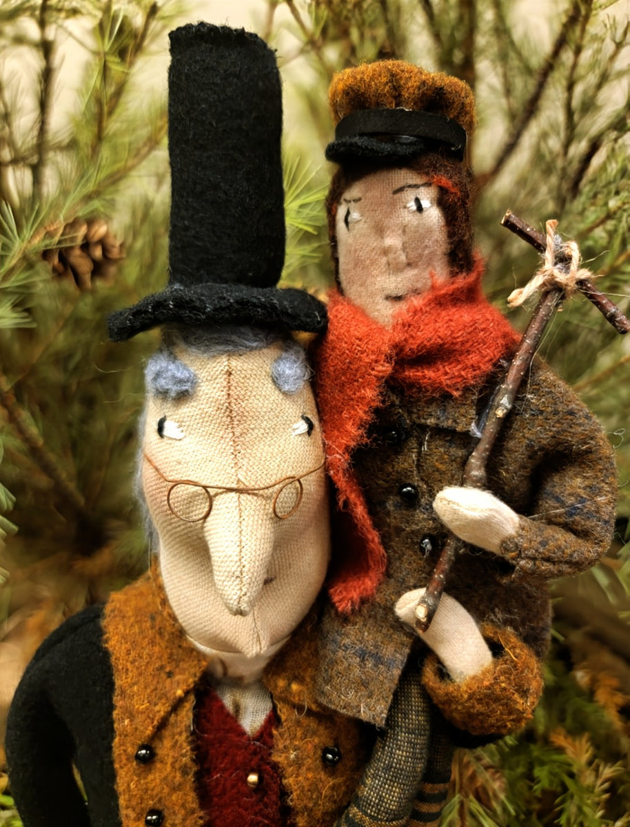 #LESCG Primitive Handmade Scrooge & Tiny Tim – Old Farmhouse Primitives