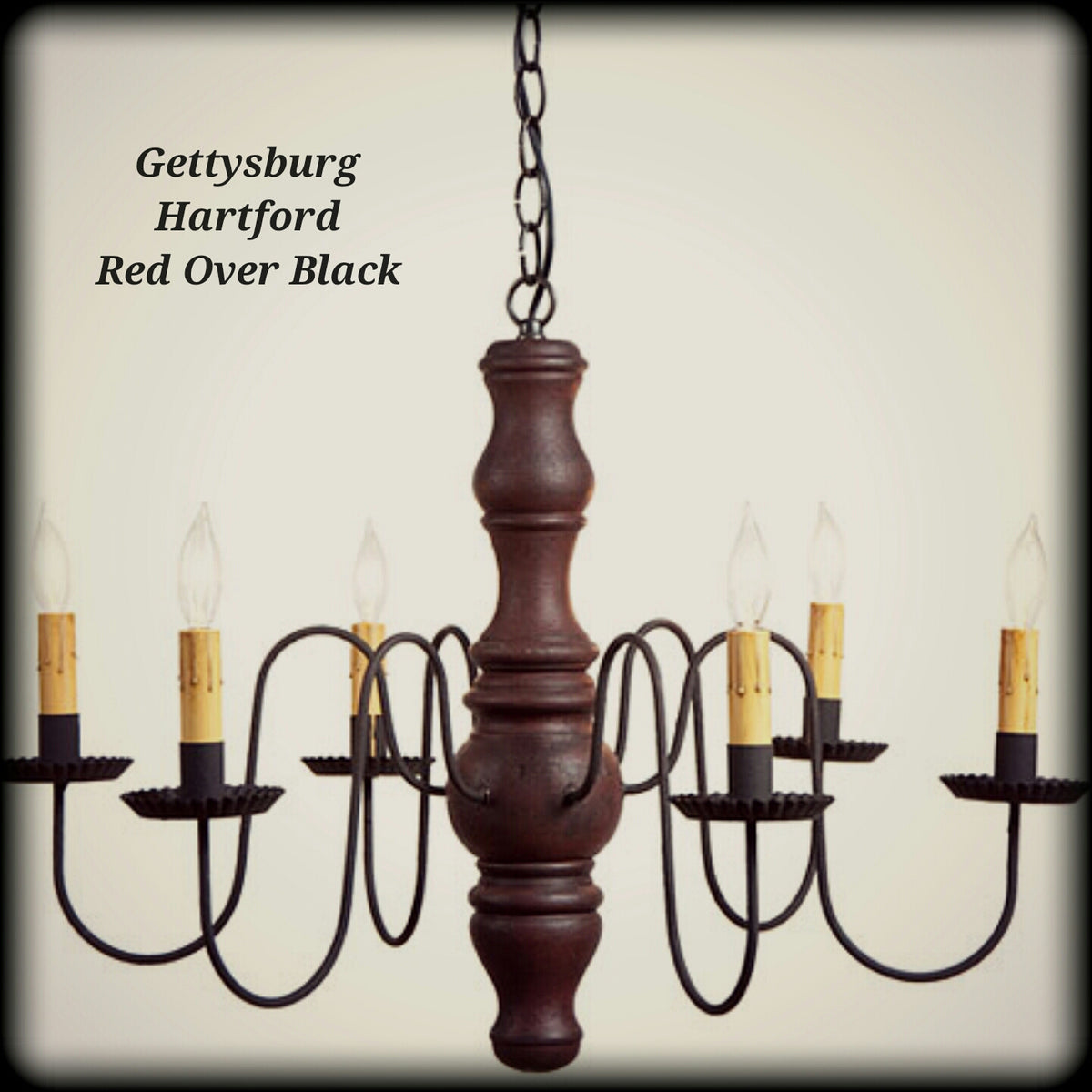 #9103H Primitive Wooden Gettysburg Chandelier in Hartford Colors (Made ...