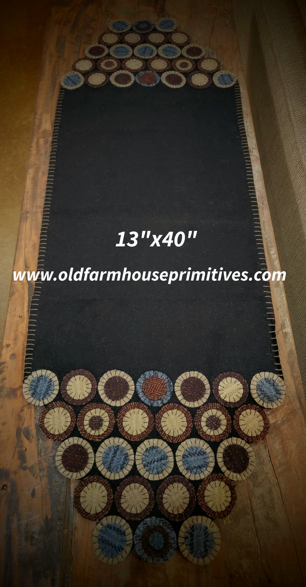 #HSD212566 Primitive Colorado Wool Penny Table Runner – Old Farmhouse ...