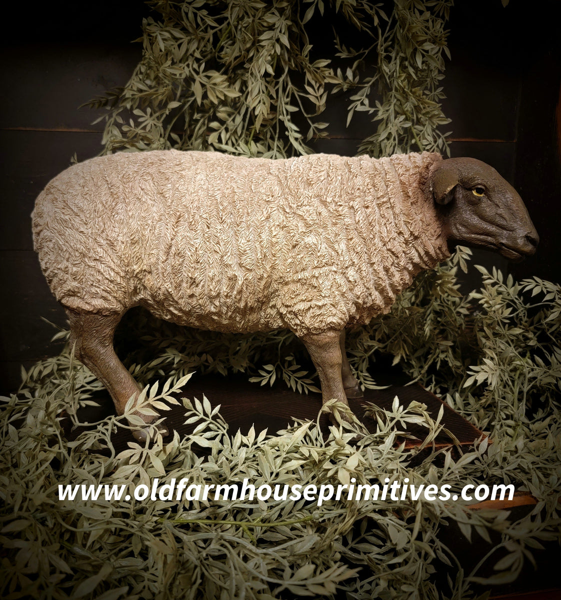 #SHP1506 Primitive Large "GRAZING SHEEP" 🐑 – Old Farmhouse Primitives