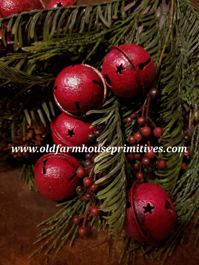#BMRJB Primitive Medium Red Jingle Bells – Old Farmhouse Primitives