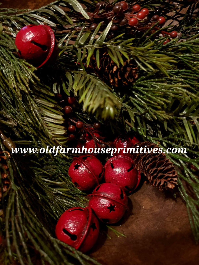 #BSRJB Primitive Small Red Jingle Bells – Old Farmhouse Primitives