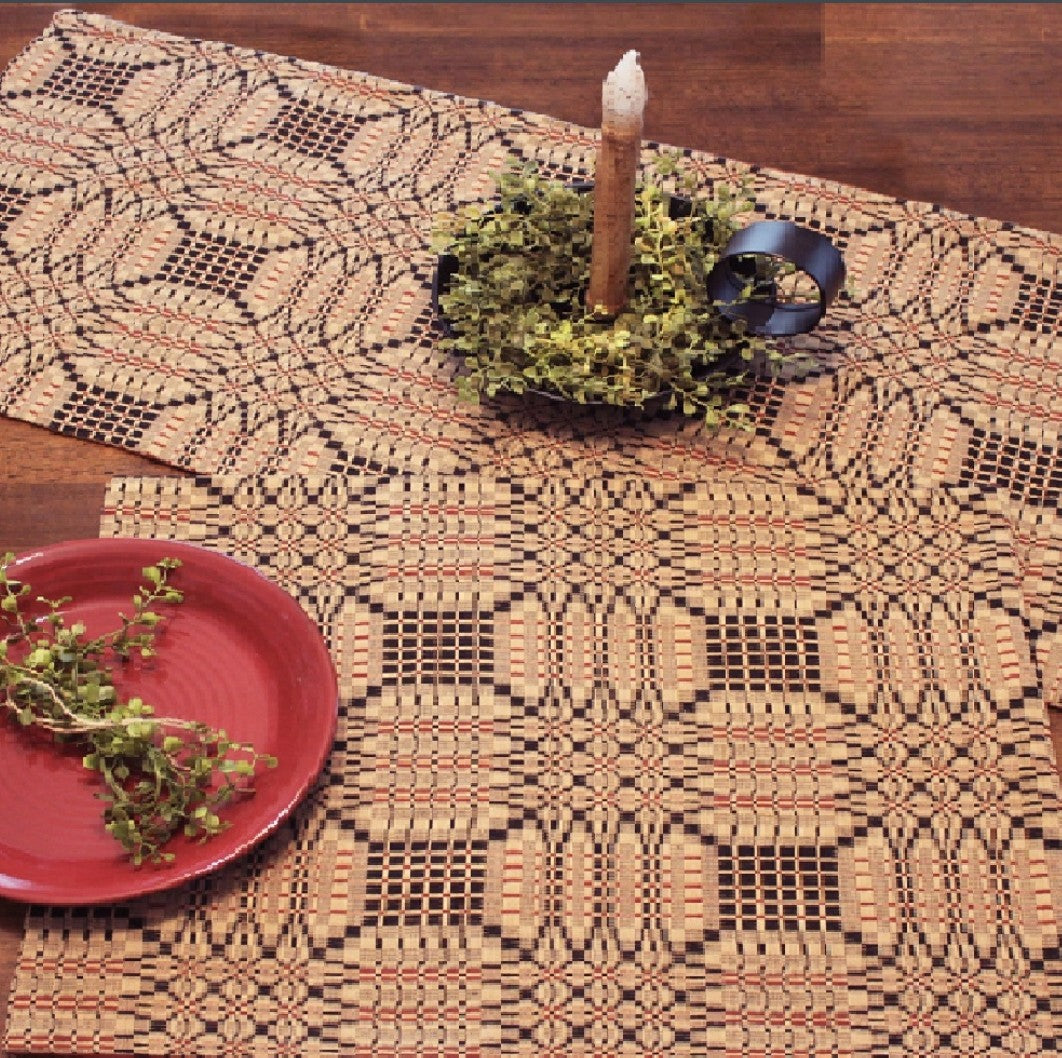 #TJPLM Trenton "Black~Barn Red~Nutmeg" Jacquard Placemat – Old ...